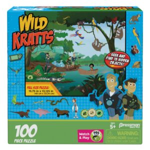 wild kratts seek and find 100pc puzzle - seek and find 15 hidden objects! - 15.75" x 13.125" completed size by pressman