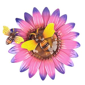 john's studio flower wall decor outdoor metal sunflower hanging art garden floral theme decorations for home, pool and patio - pink