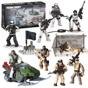 special forces mini action figures includes 3 army building sets with 9 soldiers arctic troopers snowmobile scout desert squad special troops toy gifts 10+ kids & parents - quality family time 403 pcs