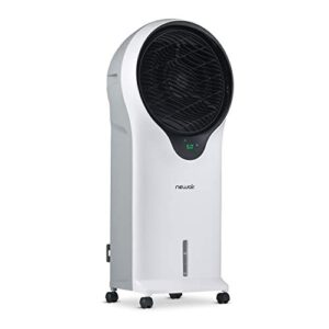 newair evaporative cooler 470 cfm 250 sq. ft. freestanding home air cooler 3 fan speeds 1.45 gallon water tank, white easy glide wheels remote control included