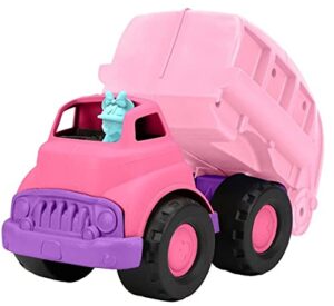 green toys disney baby exclusive minnie mouse recycling truck - pretend play, motor skills, kids toy vehicle. no bpa, phthalates, pvc. dishwasher safe, recycled plastic, made in usa.