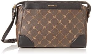 nine west womens brooklyn jet set crossbody, brown/black, one size us