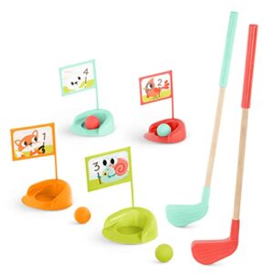 b. toys- wooden golf set- sports & outdoors- 15 pc golf set for toddlers with storage bag- pretend play- 3 years +