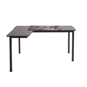 x rocker panther xl left corner gaming desk with free large mousepad included, ultra wide left-hand corner computer table, grey carbon fibre effect and cable management