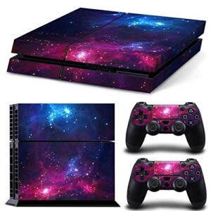 ps4 skin for playstation 4 system console and controllers, ps4 whole body vinyl skin sticker decal cover - purple galaxy