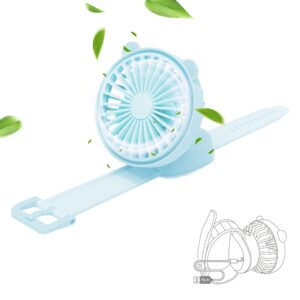 hr mini wrist fan for kids,small folable watch fan with comfortable wrist strap,personal portable handheld fan for childrens boys girls,usb rechargeable fashion compact summer fan (blue)