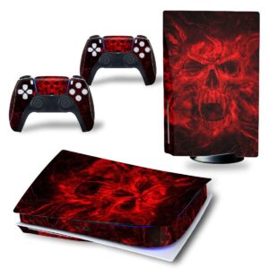 vinyl skin sticker decal cover for ps5 disk version, red grimace ps5 console and controllers skin