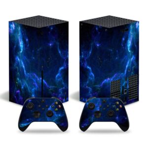 domilina full body vinyl skin stickers decal cover for series x console & controllers(blue galaxy)