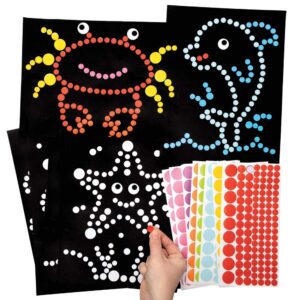 baker ross fe243 sealife dotty art - pack of 8, no mess dotty crafts for kids to decorate and display for arts and crafts activities