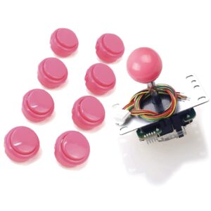 sanwa jlf-tp-8yt joystick + sanwa 8 pcs obsf-30 push button bundle kit pink - for arcade game 4 & 8 way adjustable, compatible with catz mad sf4 tournament joystick (pink ball top) s@nwa