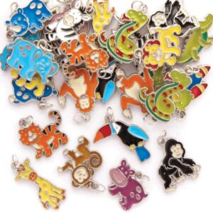 baker ross fe207 jungle bracelet charms - pack of 30, perfect for kids jeweler making activities, bracelets, necklaces, bead art activities or party crafting