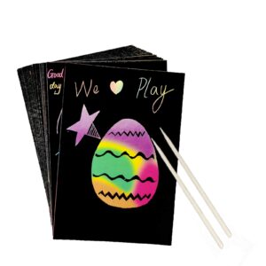 scratch paper art set for kids rainbow magic scratch paper off crafts supplies kits for children girls boys black scratch&sketch drawing paper sheet diy scratch notebooks easter birthday gift