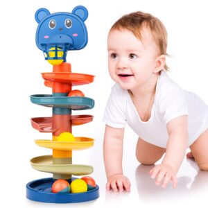 beestech ball tower for toddlers, ball drop and roll tower, educational development toys for 2, 3, 4 years old boys, girls, toddler activities with 6 balls