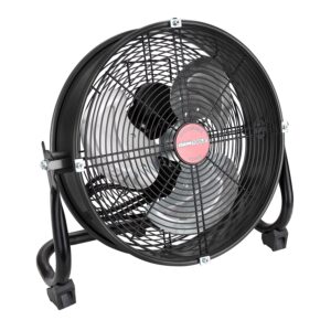 oemtools oem24891 12” tilting workspace fan, high velocity personal fan, high velocity fan, small barrel fan, black