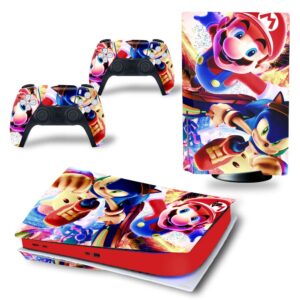 ps5 console and dualsense controller skin vinyl sticker decal cover, suitable for playstation 5 console and controller, durable, scratch-resistant, disk version (sonic the hedgehog[8850])