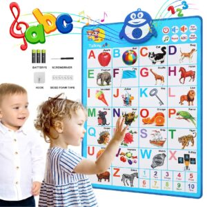 paloura alphabet poster for preschool toddler and kindergarten kid talking abc & 123s & music electronic interactive wall poster learning game & educational toy & gift for 3 4 5 year old girl & boys