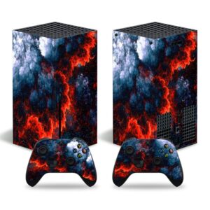 whole body protective vinyl skin decal cover for microsoft xbox series x console, magma xbox series x skins wrap sticker with two free wireless controller decals