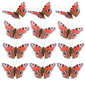 berfutall-inachis io feather fake butterfly decorations set of 12 pcs with clip home and party decor butterflies for crafts…