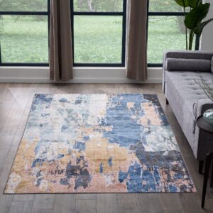 edenbrook area rugs for living room - blue area rug - thick pile perfect for high traffic areas, 5x8 rug