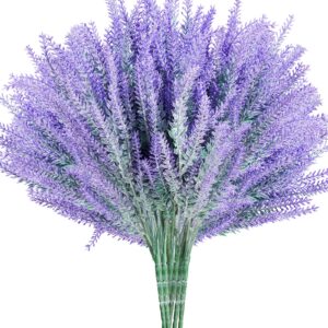 willbond 12 pieces artificial lavender plants lifelike faux silk flowers for weddings home garden decoration indoor outdoor diy floral arrangements