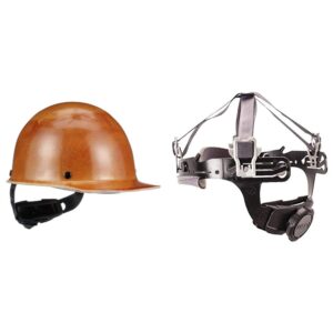 msa - 475395 tan skullgard phenolic cap style hard hat with ratchet4 point ratchet suspension & msa 10126693 replacement ratchet, large