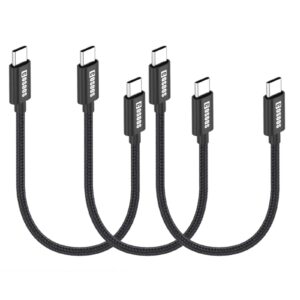 cosoos 3-pack short usb c to usb-c cables (10in/26cm) nylon braided 60w fast charging syncing type c cable cord for iphone 15 pro max, samsung galaxy s23, z, ipad pro, pd c charger