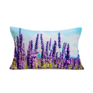 smilyard outdoor lumbar throw pillow cover lavender garden patio cases purple flowers floral pillows cushion lavender cotton linen decor home sofa couch bed office(lavender), 12 inch x 20 inch