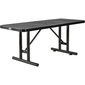 global industrial 6' rectangular expanded metal outdoor table, black