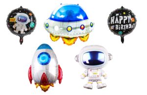 linbloom colorful large outer space astronaut cartoon balloon children rocket ship space theme party baby shower birthday decoration supplies