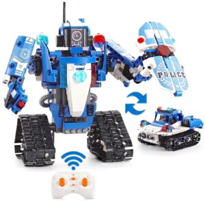 bary's building robot remote control kit creation stem kids education 2 in 1 police car rc discovery diy science toy experiment assembly robotics set boys & girls 6+ gift 556 pieces to build