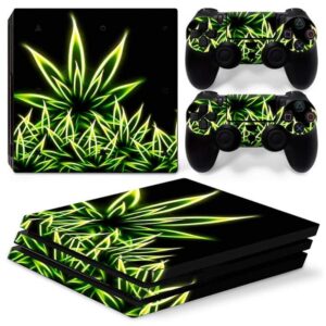 ps4 pro skin for playstation 4 pro console and controllers, ps4 pro whole body vinyl skin sticker decal cover - weeds