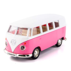 tgrcm-cz 1/36 scale bus casting car model, zinc alloy toy car for kids, pull back vehicles toy truck for toddlers kids boys girls gift (pink)