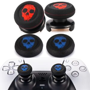 playrealm fps thumbstick extender x 2 & printing rubber silicone grip cover x 4 for ps5 dualsenese & ps4 controller (ghost red & blue)