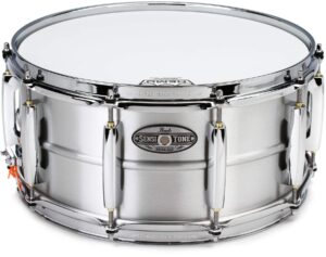 pearl 14"x6.5" sensitone heritage alloy aluminum snare drum with beaded shell, 2.3mm triple-flanged hoops, and 10 arched cl lugs