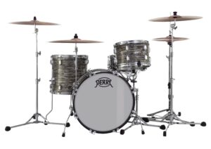 pearl president series deluxe 3-piece 75th anniversary edition shell pack in desert ripple (#768) covered finish featuring 20"x14" bass drum w/cymbal holder, 12"x8" tom, and 14"x14" floor tom