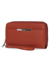 mundi sierra rfid leather clutch organizer wallet with removable wristlet, cognac