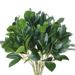 ho2nle 4pcs artificial shrubs plants fake eucalyptus leaves stems faux greenery branches for garden window box home wedding courtyard outdoor office kitchen decoration