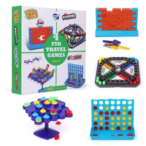 travel games 4-in-1 airplane travel essentials, road trip essentials kids fun games, easy storage & travel friendly, critical thinking and brain development skills