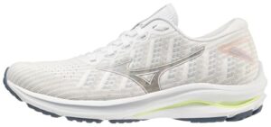 mizuno women's wave rider 25 waveknit™ | neutral support running shoe |eco friendly materials | waveknit- nimbus cloud/white | us 8