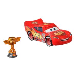 disney cars toys lightning mcqueen with piston cup, miniature, collectible racecar automobile toys based on cars movies, for kids age 3 and older