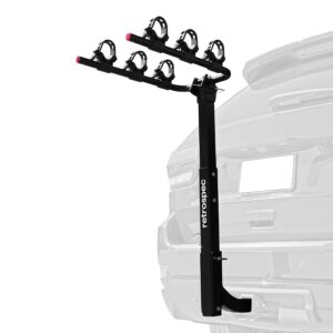 retrospec lenox 2-5 - bike hitch rack for cars, trucks, suvs with 2” hitch | foldable steel frame with anti-rattle adapter, tie down cradles and straps - fits most frames