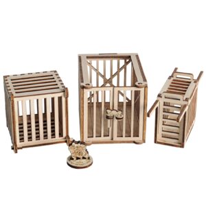 dnd dungeon prison cage miniatures set of 3 wood dice jails 28mm fantasy terrain for dungeons & dragons, warhammer, pathfinder and tabletop rpg