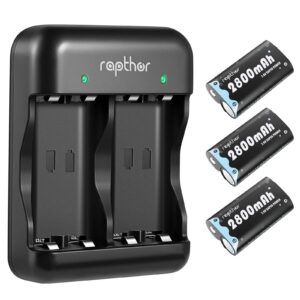 rapthor 2800mah rechargeable battery pack for xbox one 2.4v ni-mh low self discharge for xbox one/xbox one s/xbox one x/xbox one elite/xbox series s/x, controller batteries pack with charger