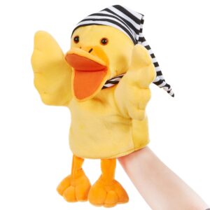 specialyou duck hand puppet vivid plush interactive toy yellow hand puppet with movable mouth- hand puppets for kids all ages, 12.5inches. (duck)