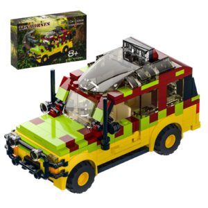 tenhorses jurassic car building set, dinosaur world off-road vehicle jurassic movie brick toys (309 pcs), creative gifts for boy or girs kids age 6+.