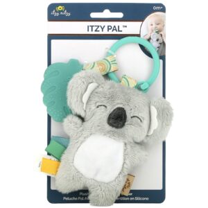 itzy ritzy infant toy & teether - itzy pal baby teething toy includes lovey, crinkle sound, textured ribbons & silicone teether toy for newborn (koala)