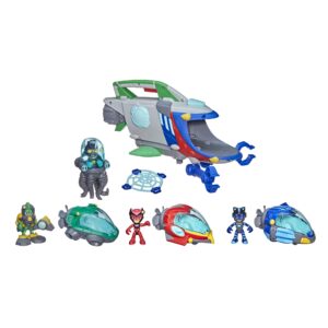 pj masks pj launching submarine and rovers preschool toy, underwater-themed playset with 3 pj rovers and 3 action figures, ages 3 and up (amazon exclusive)