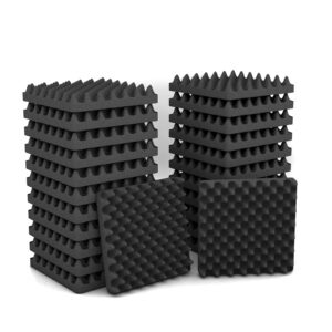 180° acoustic panels egg crate 24 pack 2 inch 12" w x 12" l | acoustic foam panels | acoustic panels studio foam egg crate | egg crate soundproof panels | noise absorbing panels | (24 pack)