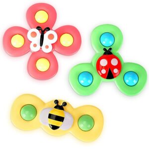 3pcs suction cup decisive spinner toys for baby - suction table fidget spinner for baby bath spinning toy high chair toys with suction cups - baby suction cup toys for babies toddler fidget toys