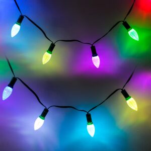 alitove string lights outdoor waterproof color changing christmas lights 26ft 50 leds patio lights dream color rainbow fairy light app control weatherproof for garden party holiday wedding eaves décor